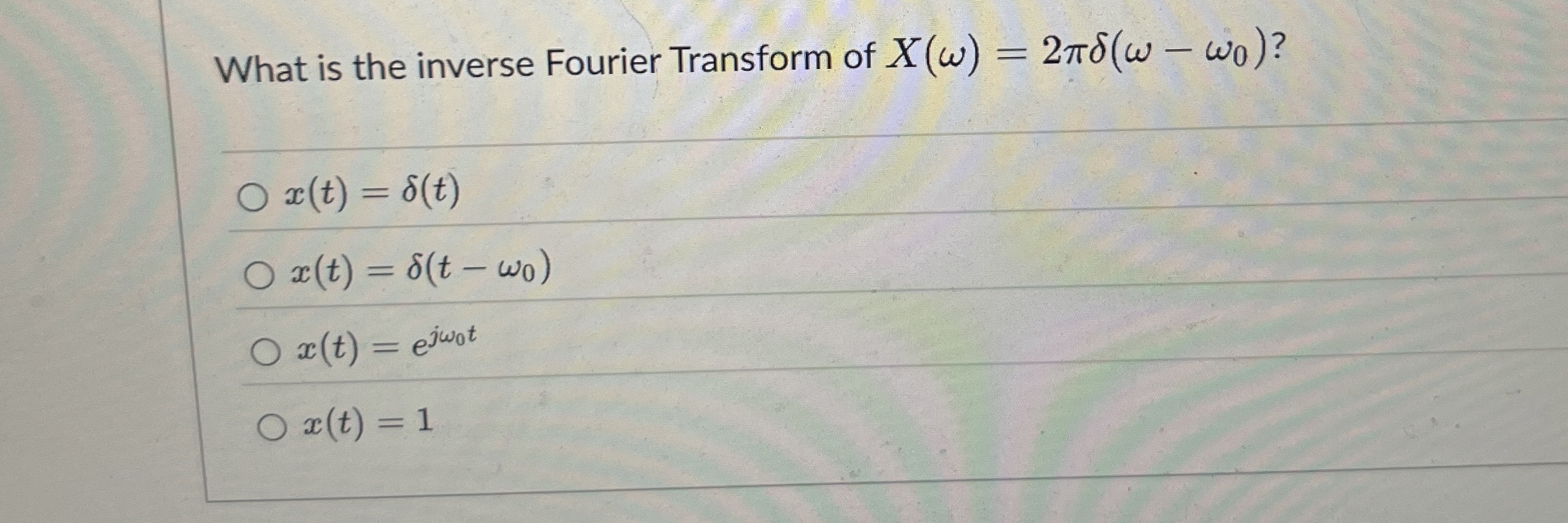 Solved What is the inverse Fourier Transform of | Chegg.com