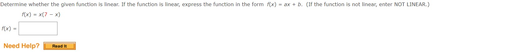 Solved Determine whether the given function is linear. If | Chegg.com