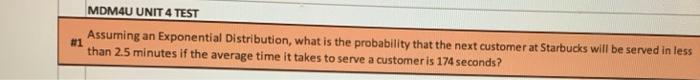 Solved MDM4U UNIT 4 TEST #1 Assuming an Exponential | Chegg.com