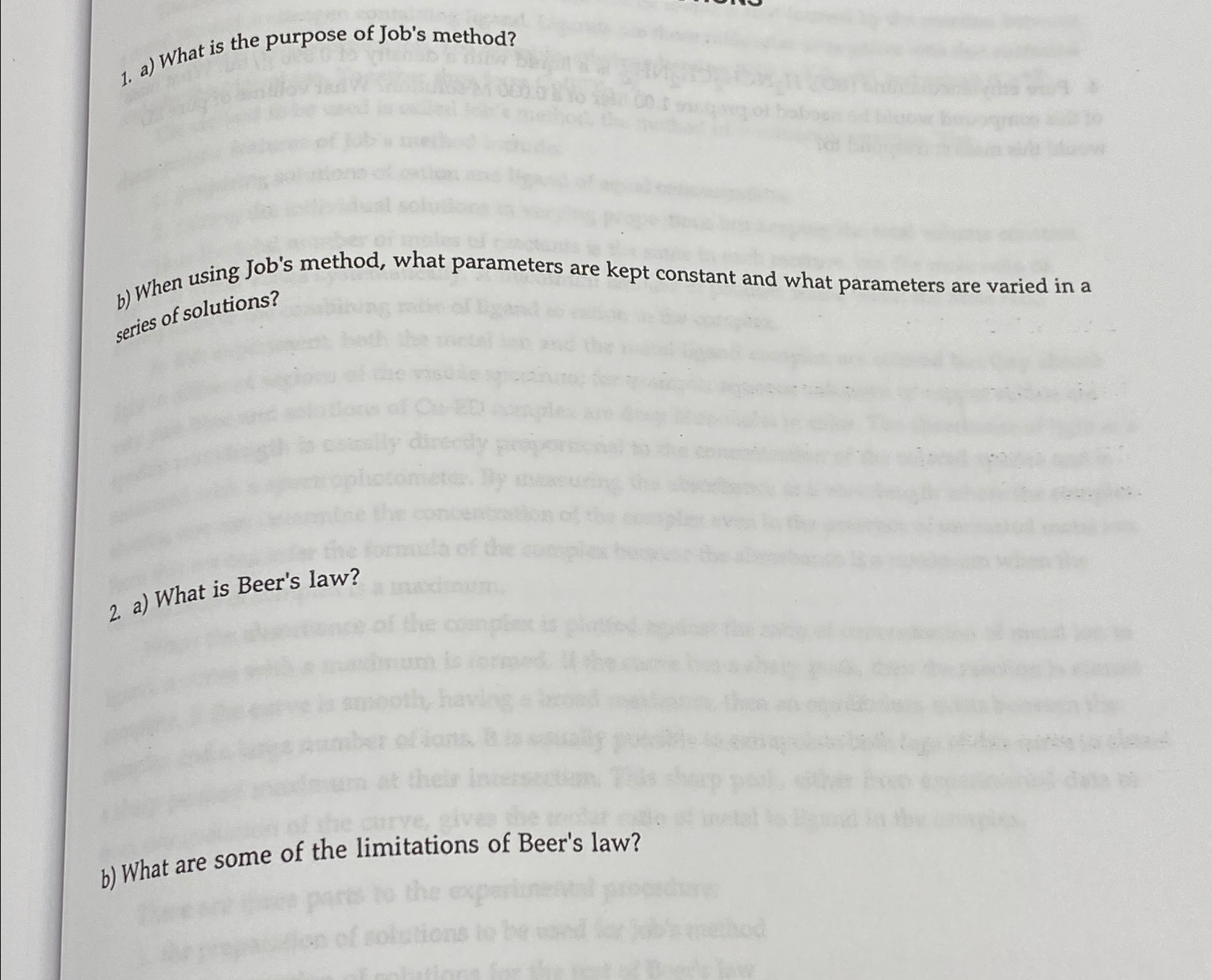 Solved a) ﻿What is the purpose of Job's method?b) ﻿When | Chegg.com
