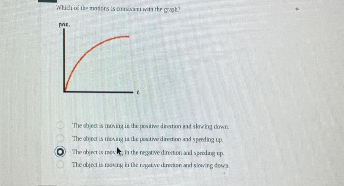 Solved Which of the motions is consistent with the graph? | Chegg.com