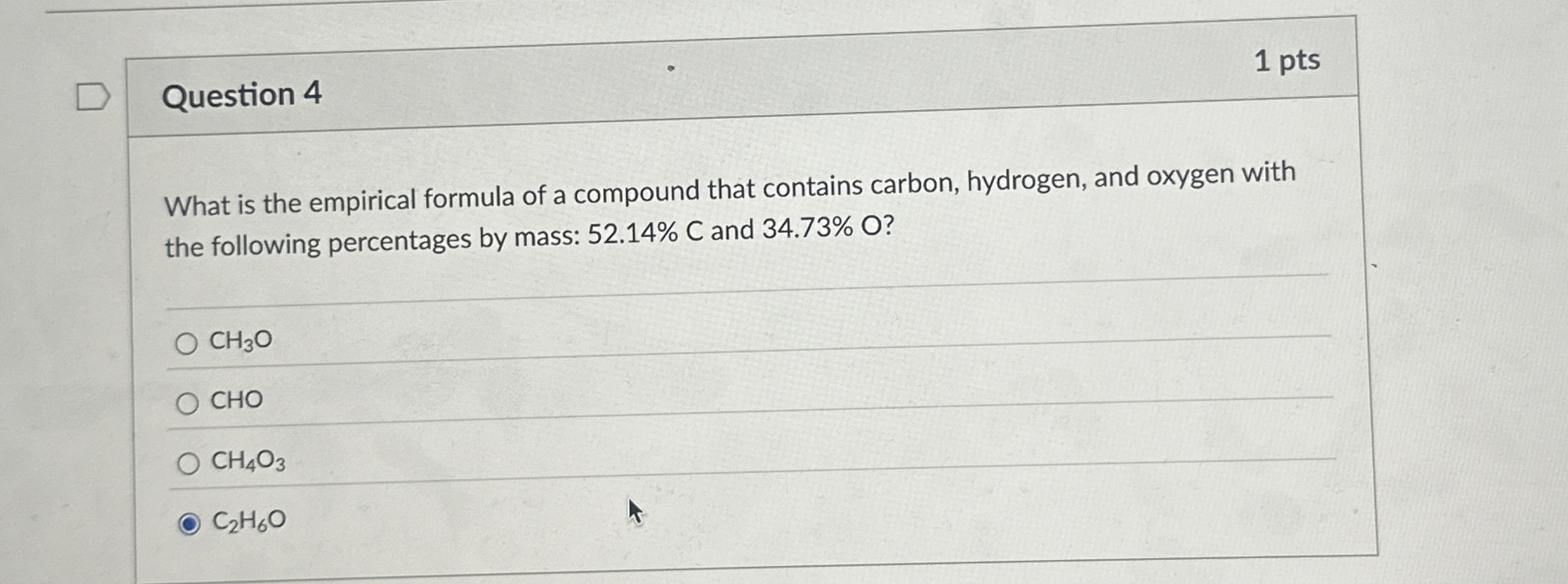 Solved Question 41 ﻿ptsWhat is the empirical formula of a | Chegg.com