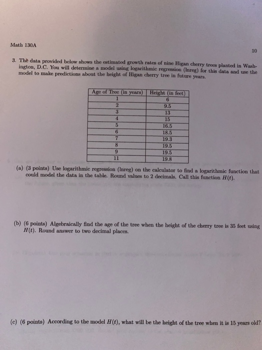 Solved DUE DATE: Homework #3: Exponents, Logarithms, and | Chegg.com