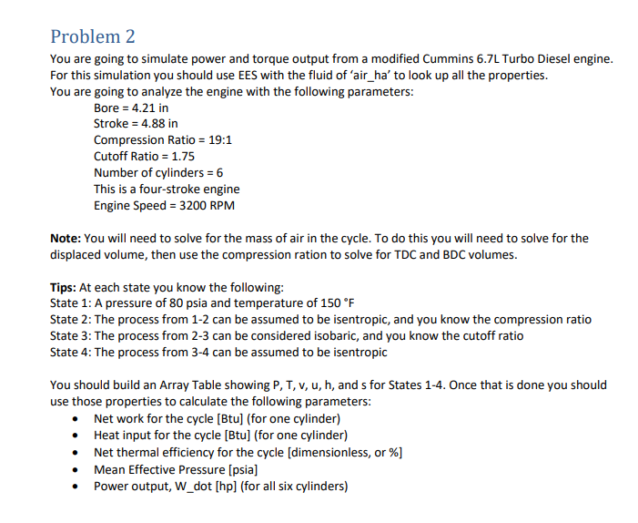 Solved Problem 2 ﻿You are going to simulate power and torque | Chegg.com
