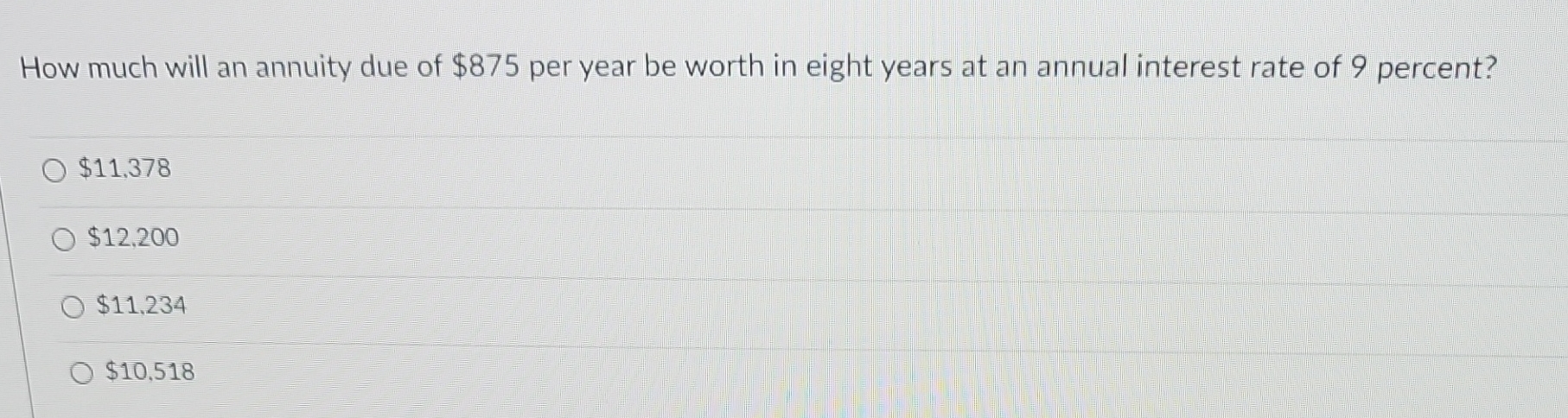 Solved How much will an annuity due of $875 ﻿per year be | Chegg.com