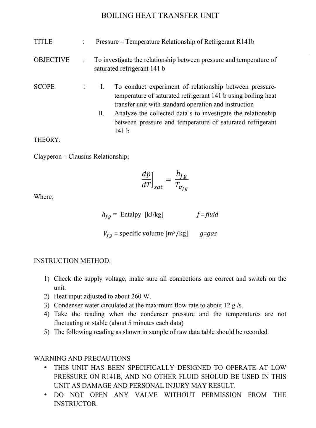 Solved BOILING HEAT TRANSFER UNIT TITLE : Pressure – | Chegg.com
