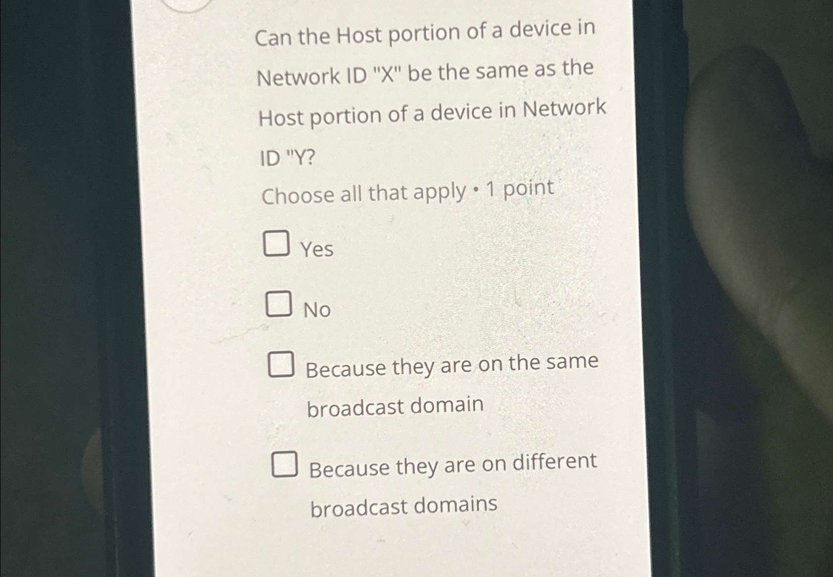 Solved Can the Host portion of a device in Network ID "X" | Chegg.com