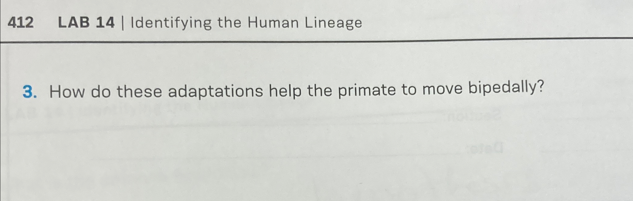 Solved 412 ﻿LAB 14 | ﻿Identifying the Human Lineage3. ﻿How | Chegg.com