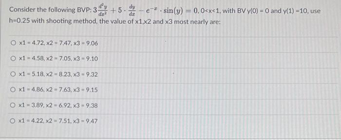 Solved Consider The Following Bvp