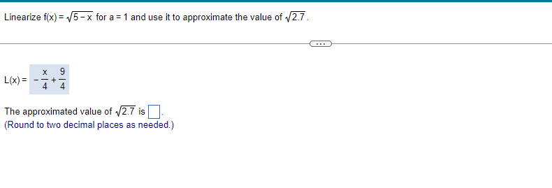 Solved Linearize f(x)=5-x2 ﻿for a=1 ﻿and use it to | Chegg.com