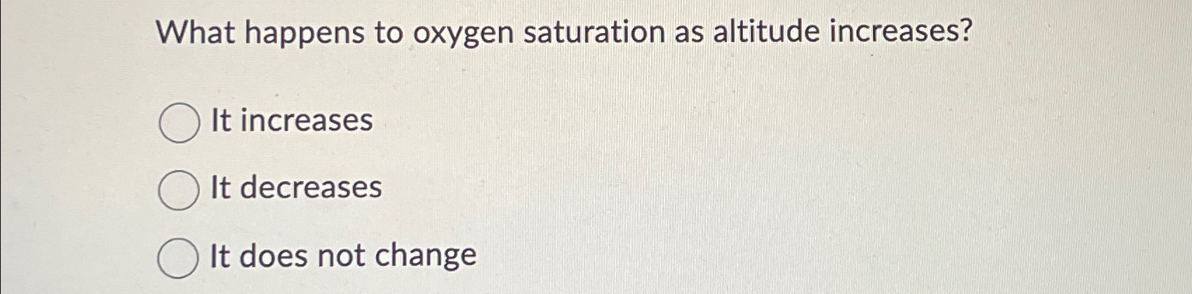 Solved What happens to oxygen saturation as altitude | Chegg.com