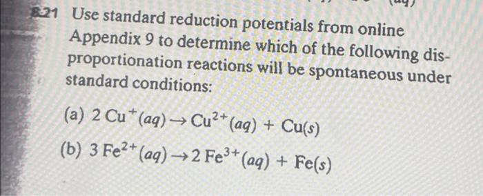 Solved Use standard reduction potentials from online | Chegg.com