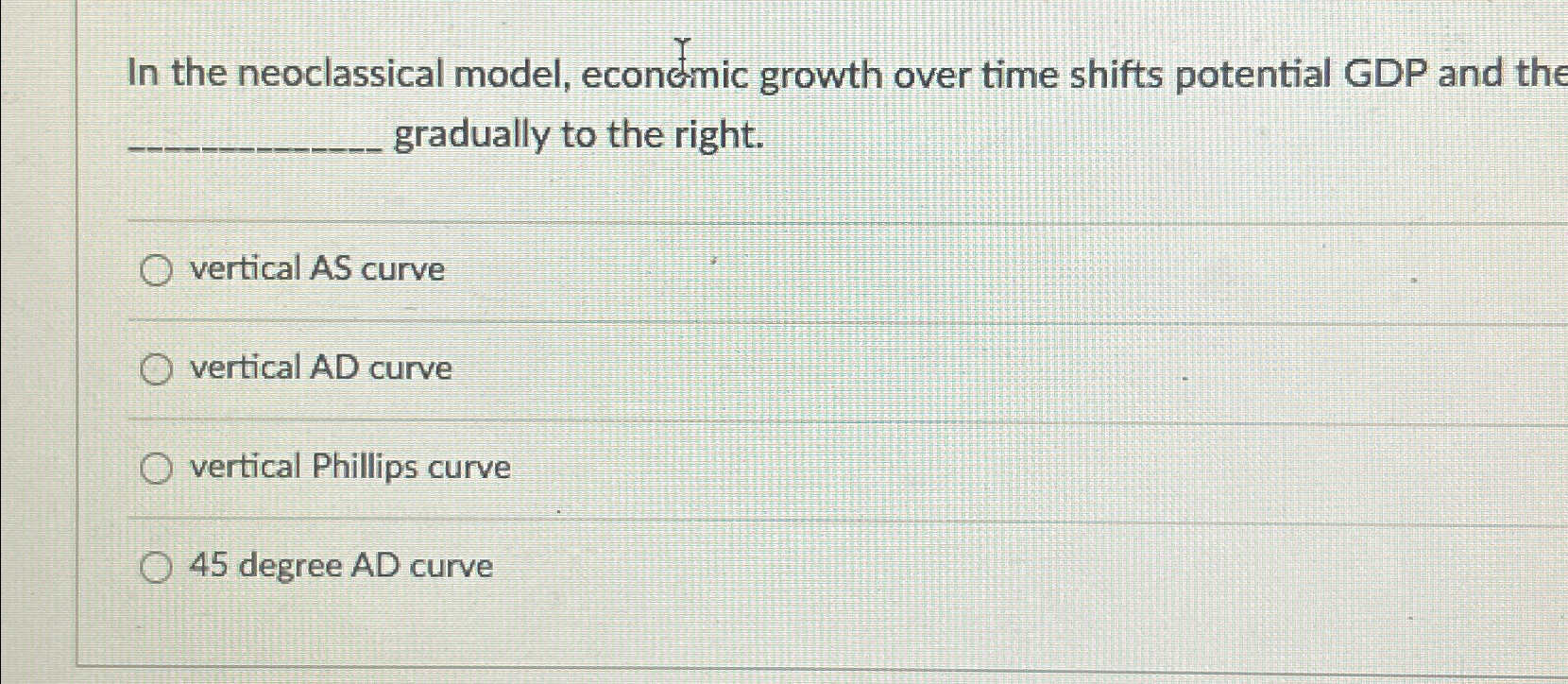 Solved In the neoclassical model, econsmic growth over time | Chegg.com