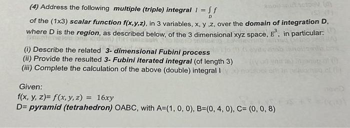 Solved (4) Address the following multiple (triple) integral | Chegg.com