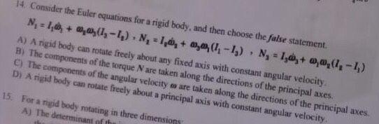 Solved 14. Consider the Euler equations for a rigid body, | Chegg.com