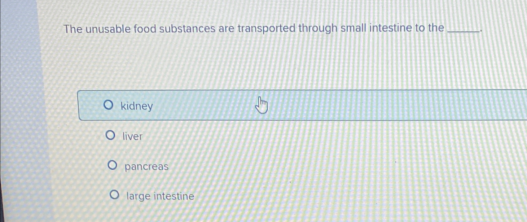 Solved The unusable food substances are transported through | Chegg.com