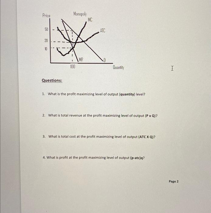 Solved Questions: 1. What is the profit maximizing level of | Chegg.com