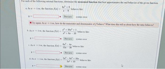 Solved or each of the following rational functions, | Chegg.com