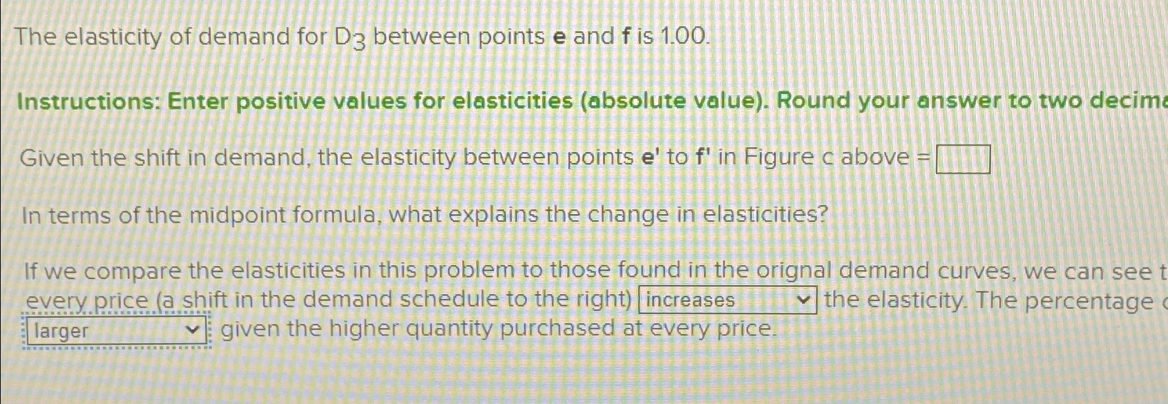 The elasticity of demand for D_(3) between points e | Chegg.com
