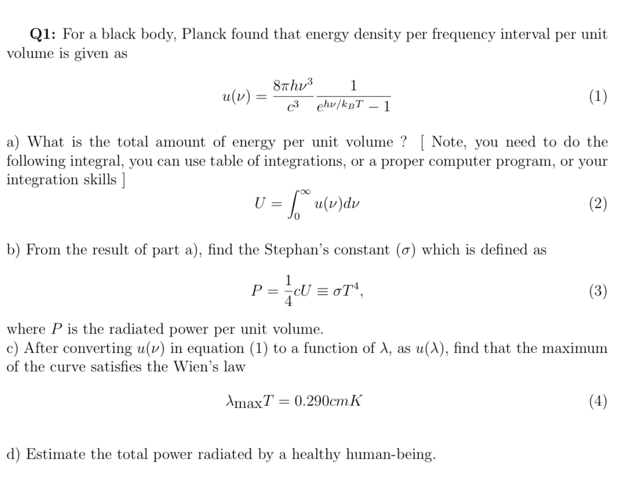 Solved a) ﻿What is the total amount of energy per unit | Chegg.com
