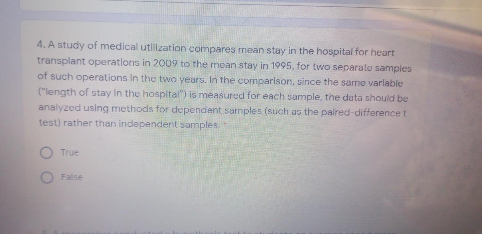 Solved 4. A study of medical utilization compares mean stay | Chegg.com