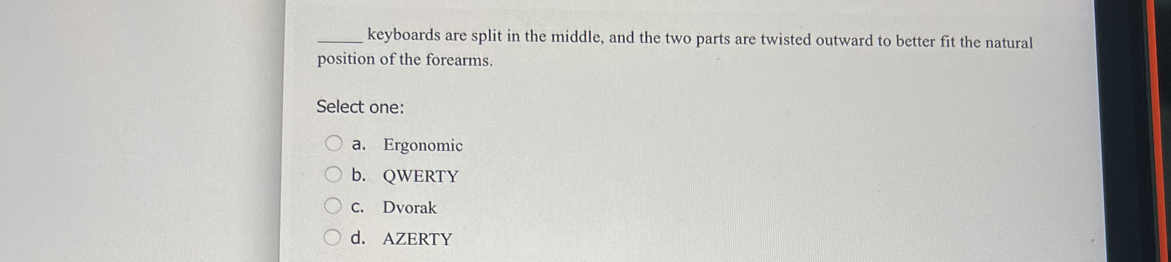 Solved q, ﻿keyboards are split in the middle, and the two | Chegg.com