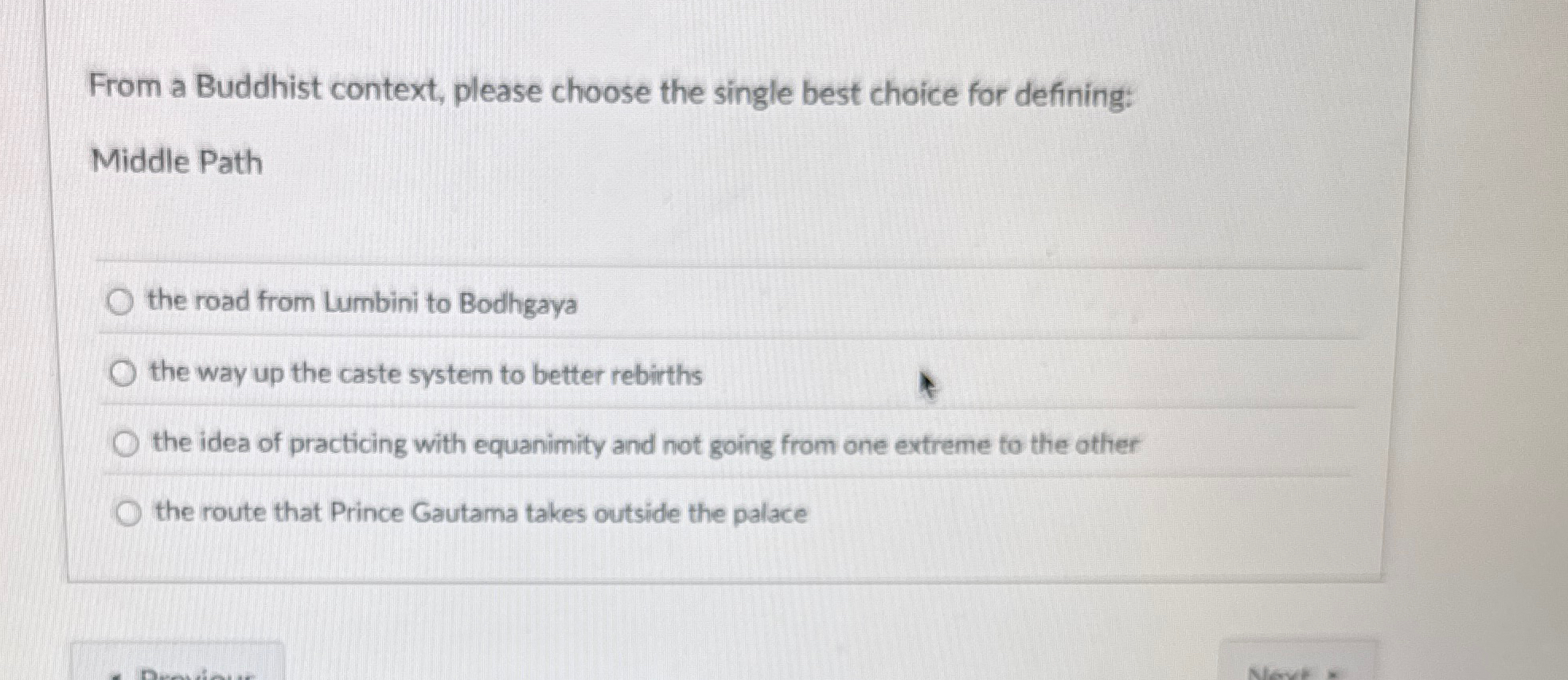 Solved From a Buddhist context, please choose the single | Chegg.com