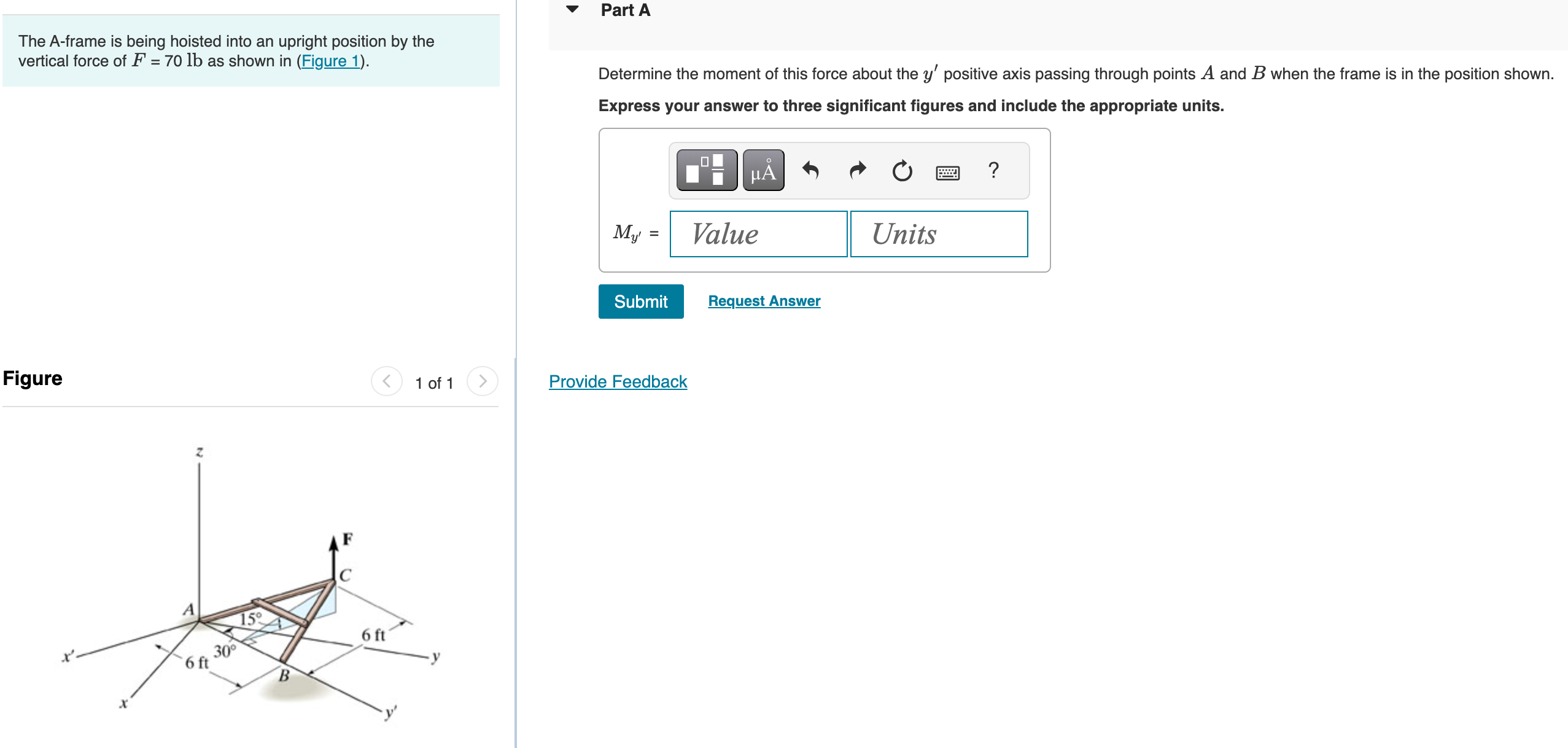 Solved The A-frame is being hoisted into an upright position | Chegg.com