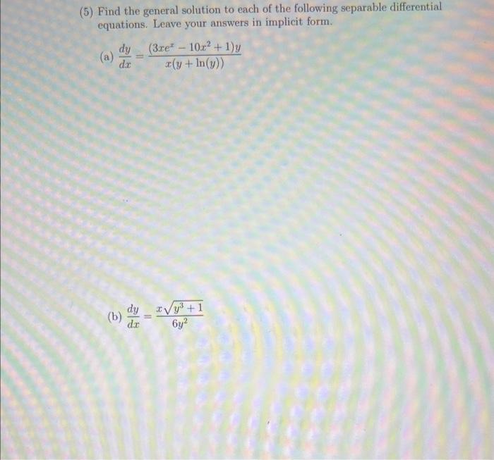 Solved 5) Find the general solution to each of the following | Chegg.com