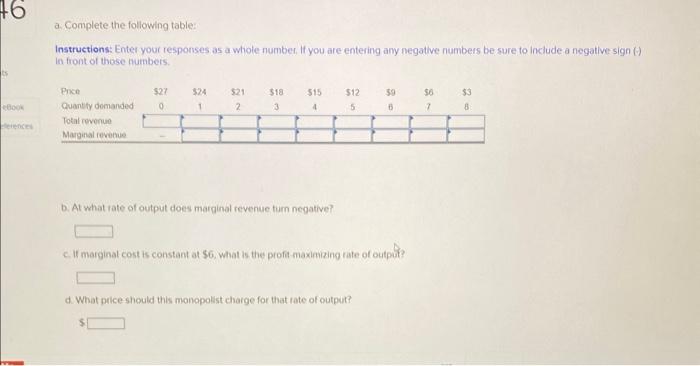 Solved a. Complete the following table: Instructions: Enter | Chegg.com