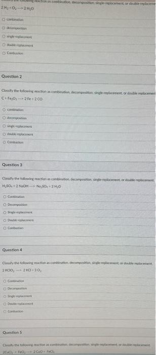 Solved Classify the following reactions as combination, | Chegg.com