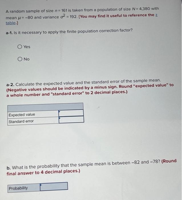 Solved A random sample of size n=161 is taken from a | Chegg.com