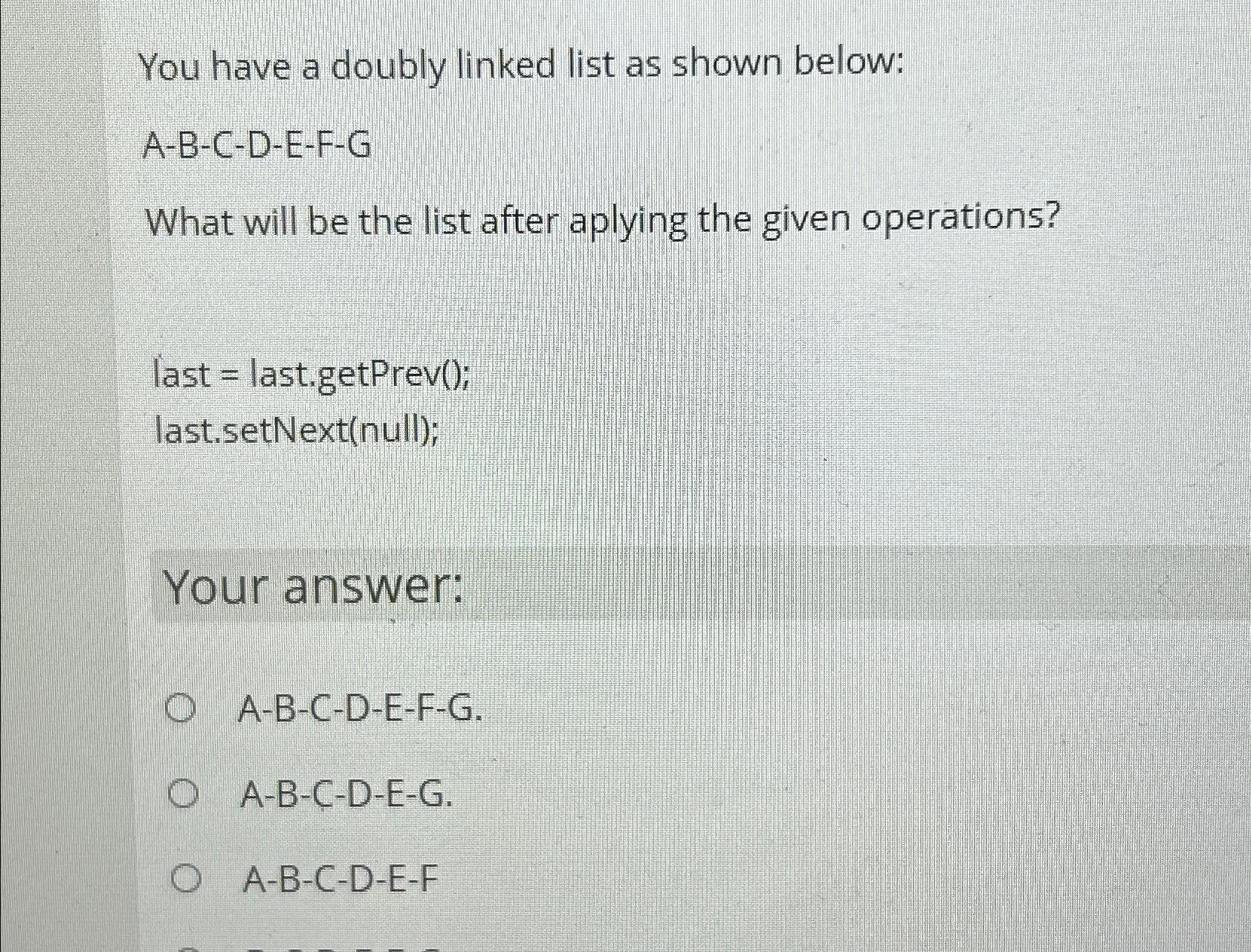 Solved You have a doubly linked list as shown | Chegg.com