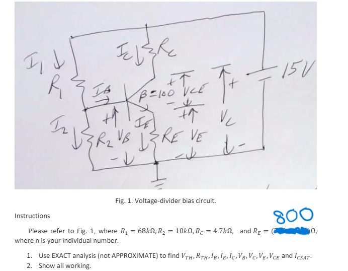 Solved Fig. 1. ﻿Voltage-divider bias | Chegg.com