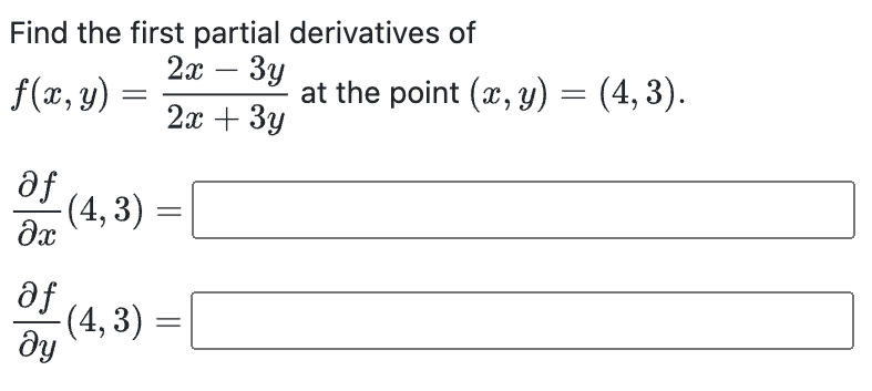 Solved Find the first partial derivatives | Chegg.com