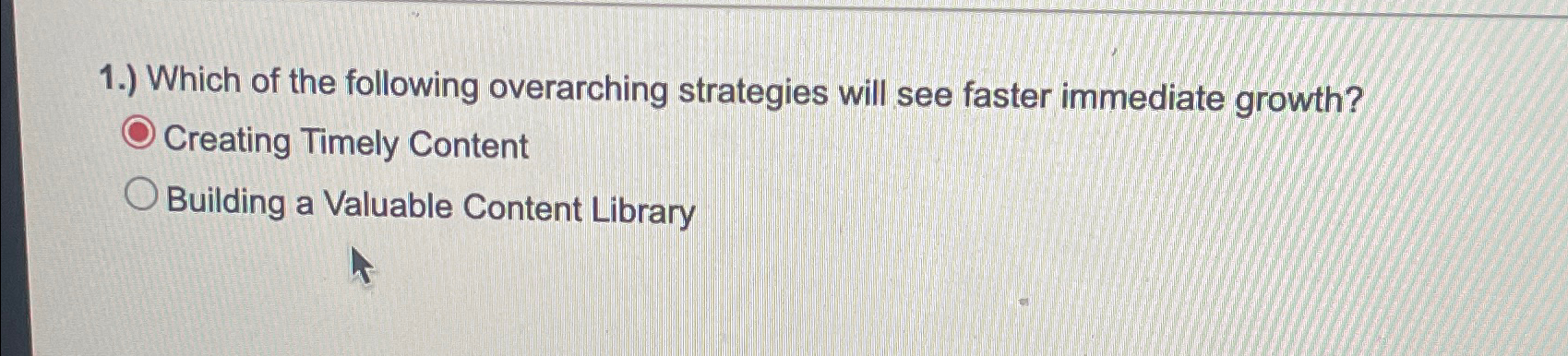 Solved 1.) ﻿Which of the following overarching strategies | Chegg.com