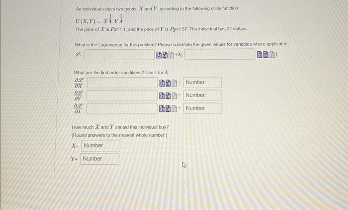 Solved An individual values two goods, X and Y, according to | Chegg.com