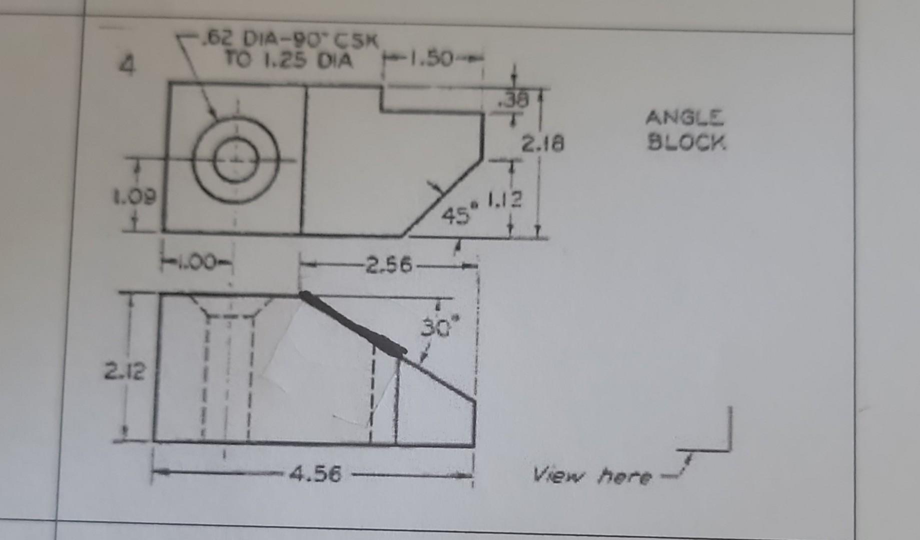 Solved 2. Draw a SE isometric view of the Angle Block from | Chegg.com