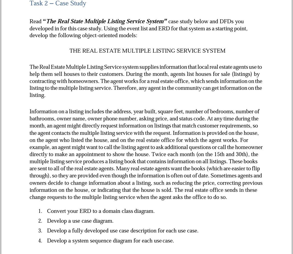 Solved Task 2 - Case Study Read "The Real State Multiple | Chegg.com