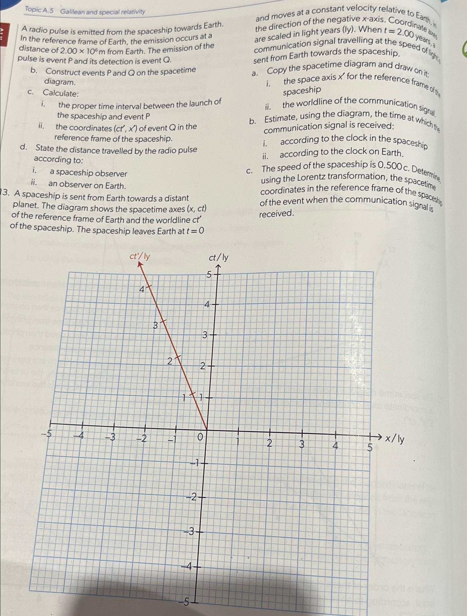 Solved A radio pulse is emitted from the spaceship towards | Chegg.com