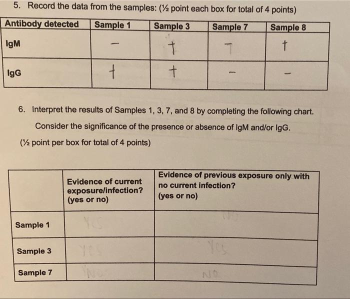Solved 5. Record the data from the samples: ( 1/2 point each | Chegg.com