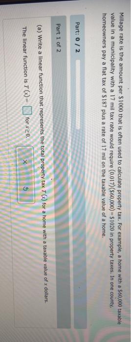 Solved Millage rate is the amount per $1000 that is often | Chegg.com