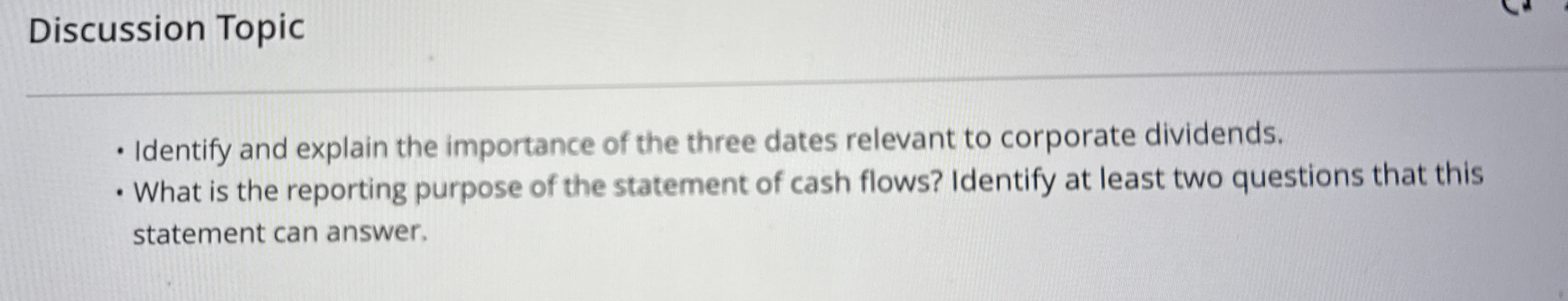 Solved Discussion TopicIdentify and explain the importance | Chegg.com