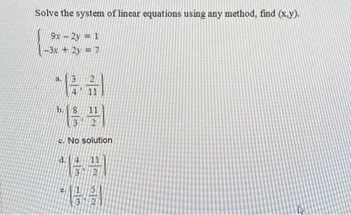 Solved Solve the system of linear equations using any | Chegg.com