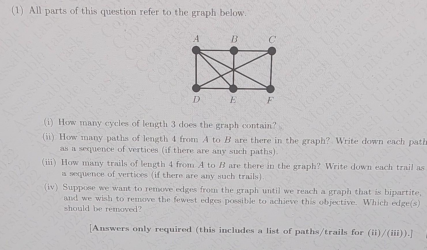 [Solved]: (1) All parts of this question refer to the