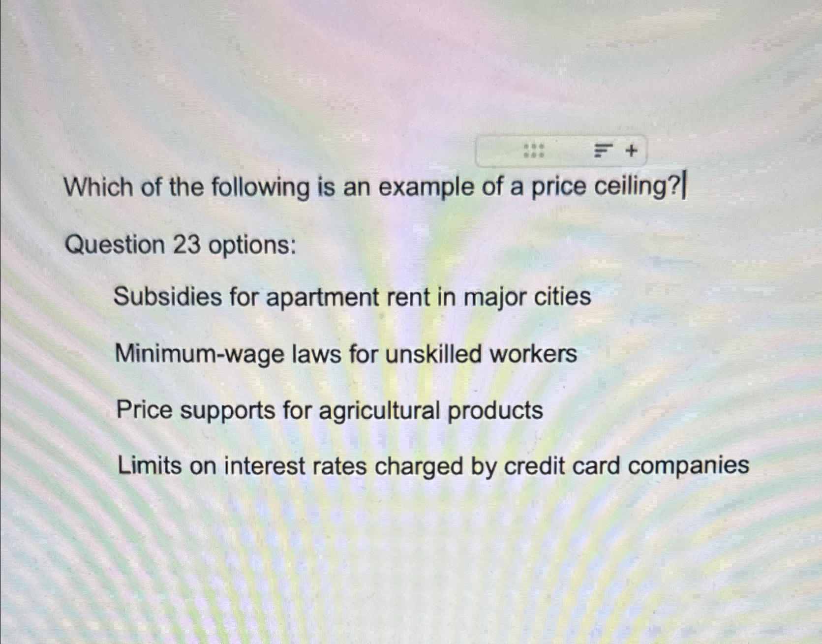 Solved Which of the following is an example of a price | Chegg.com