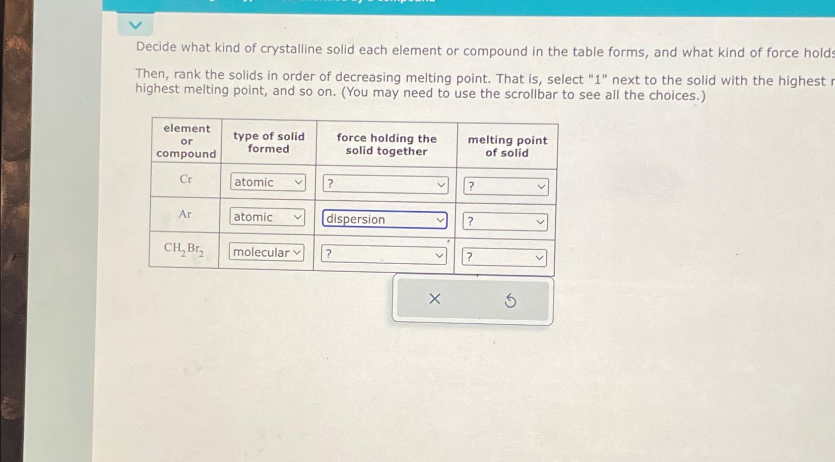 Solved Decide what kind of crystalline solid each element or | Chegg.com