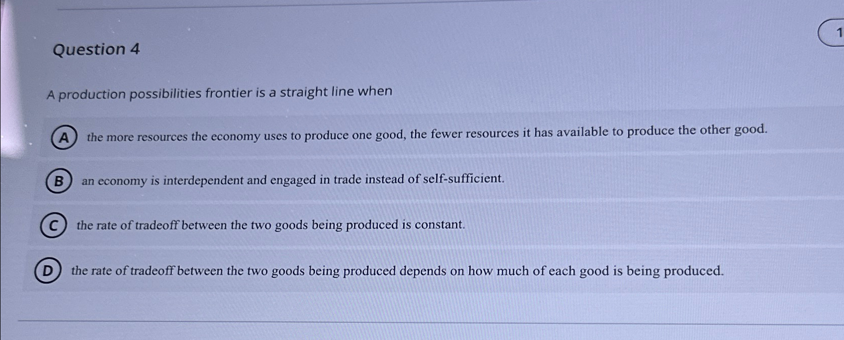 Solved Question 4A production possibilities frontier is a | Chegg.com