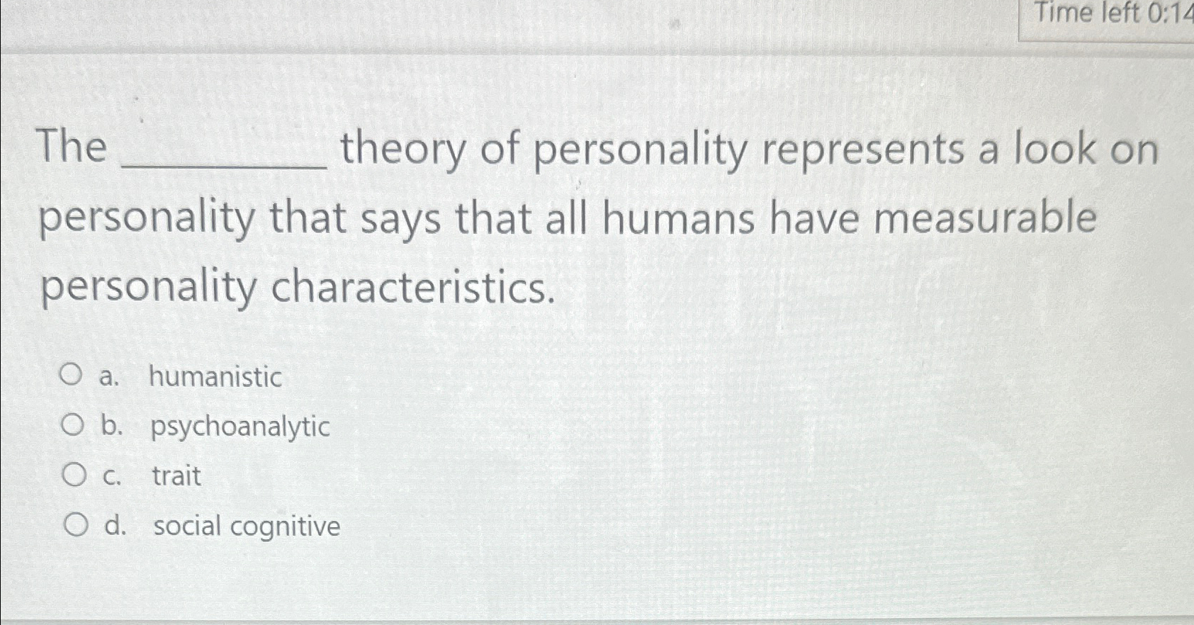 Solved The ﻿theory of personality represents a look on | Chegg.com