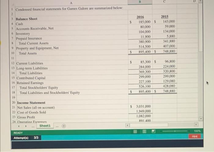 Solved Calculating Select Ratios using Excel's ROUND and | Chegg.com